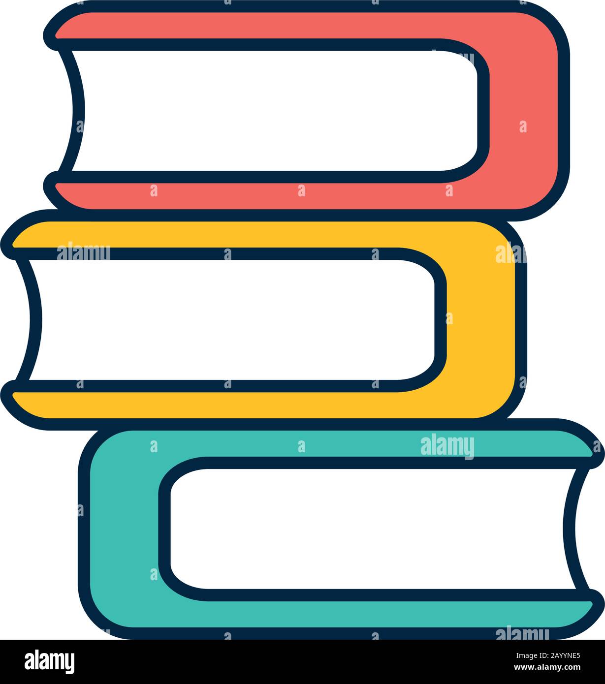 School books line fill style icon design, Eduaction class lesson ...