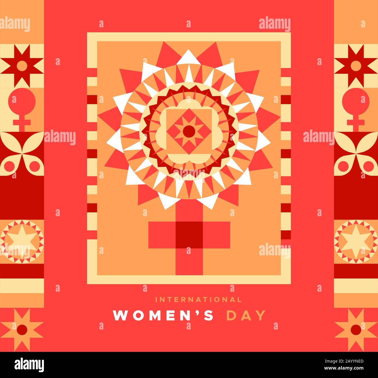 International women's day greeting card illustration of female symbol ...