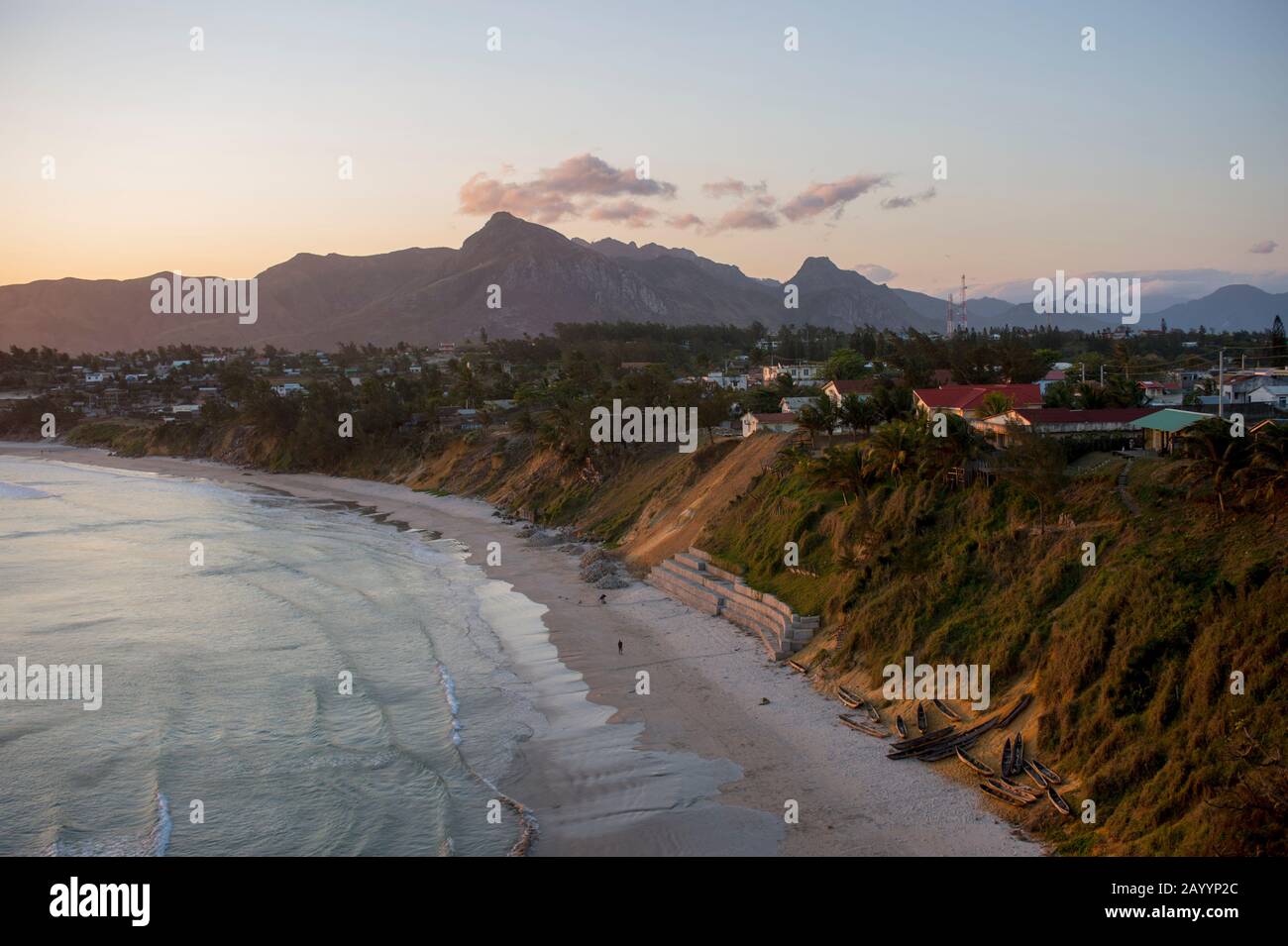 View over bay at Fort Dauphin (Taolagnaro), a town on the southern ...