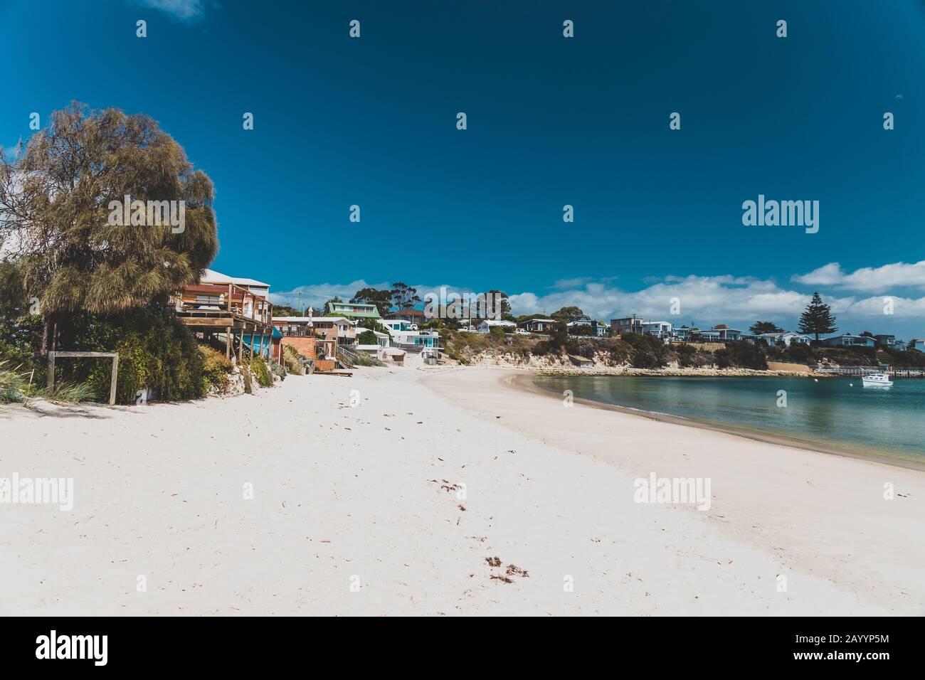 OPOSSUM BAY, TASMANIA - 16th February, 2020: view of Opossum Bay Beach ...