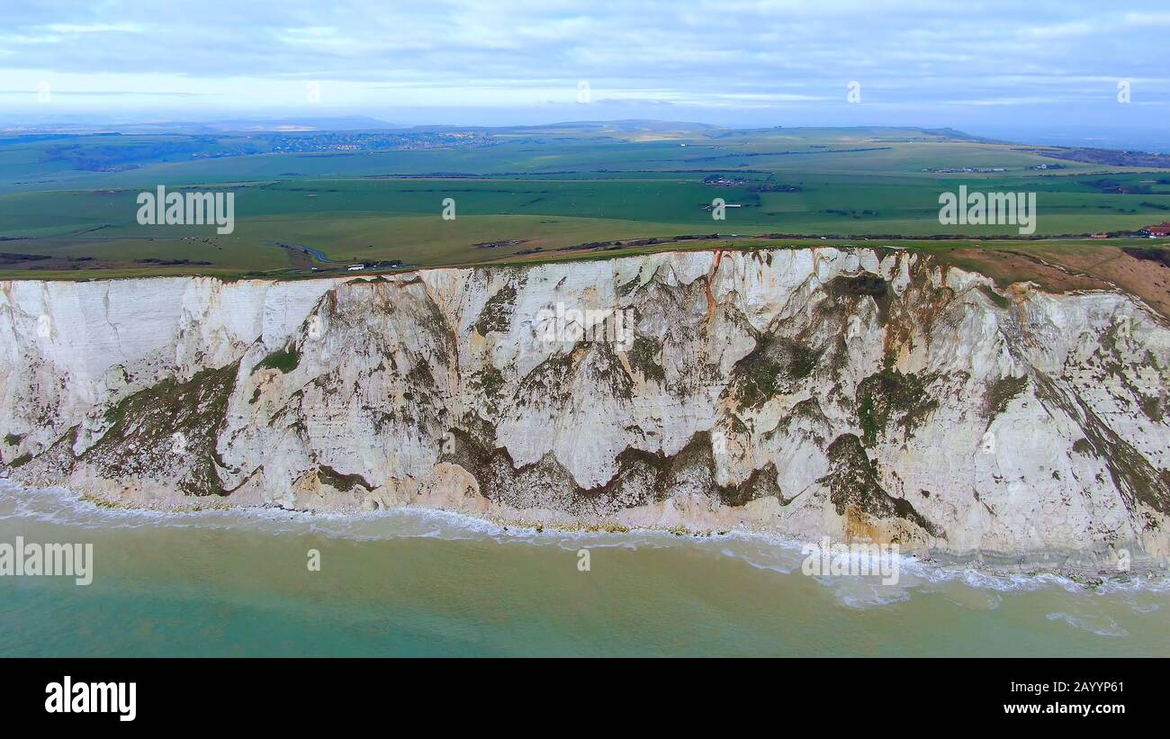 The beautiful English South Coast from above - drone footage Stock ...