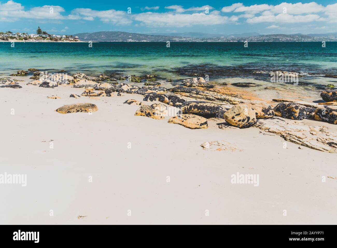 OPOSSUM BAY, TASMANIA - 16th February, 2020: view of Opossum Bay Beach ...