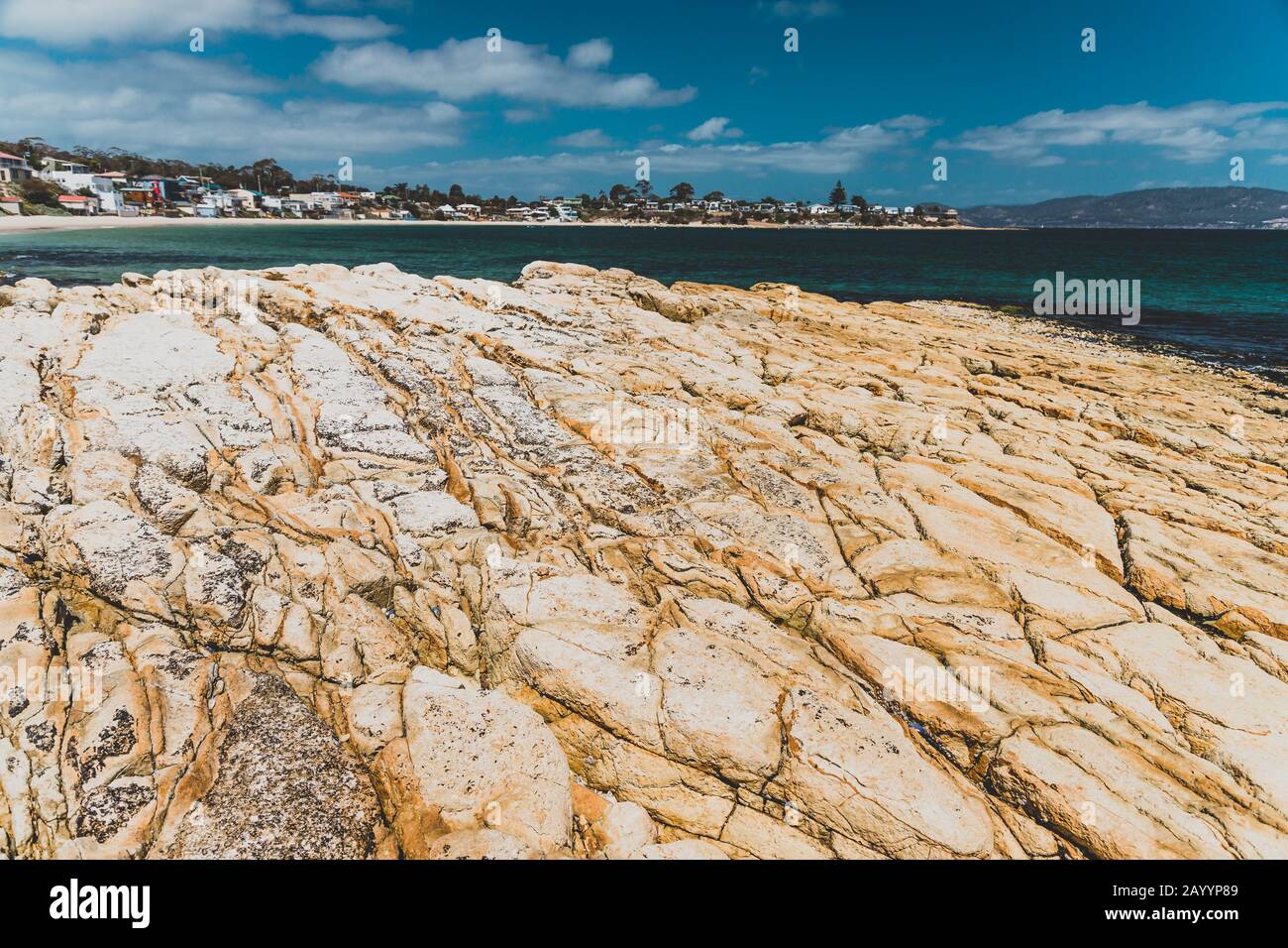 OPOSSUM BAY, TASMANIA - 16th February, 2020: view of Opossum Bay Beach ...