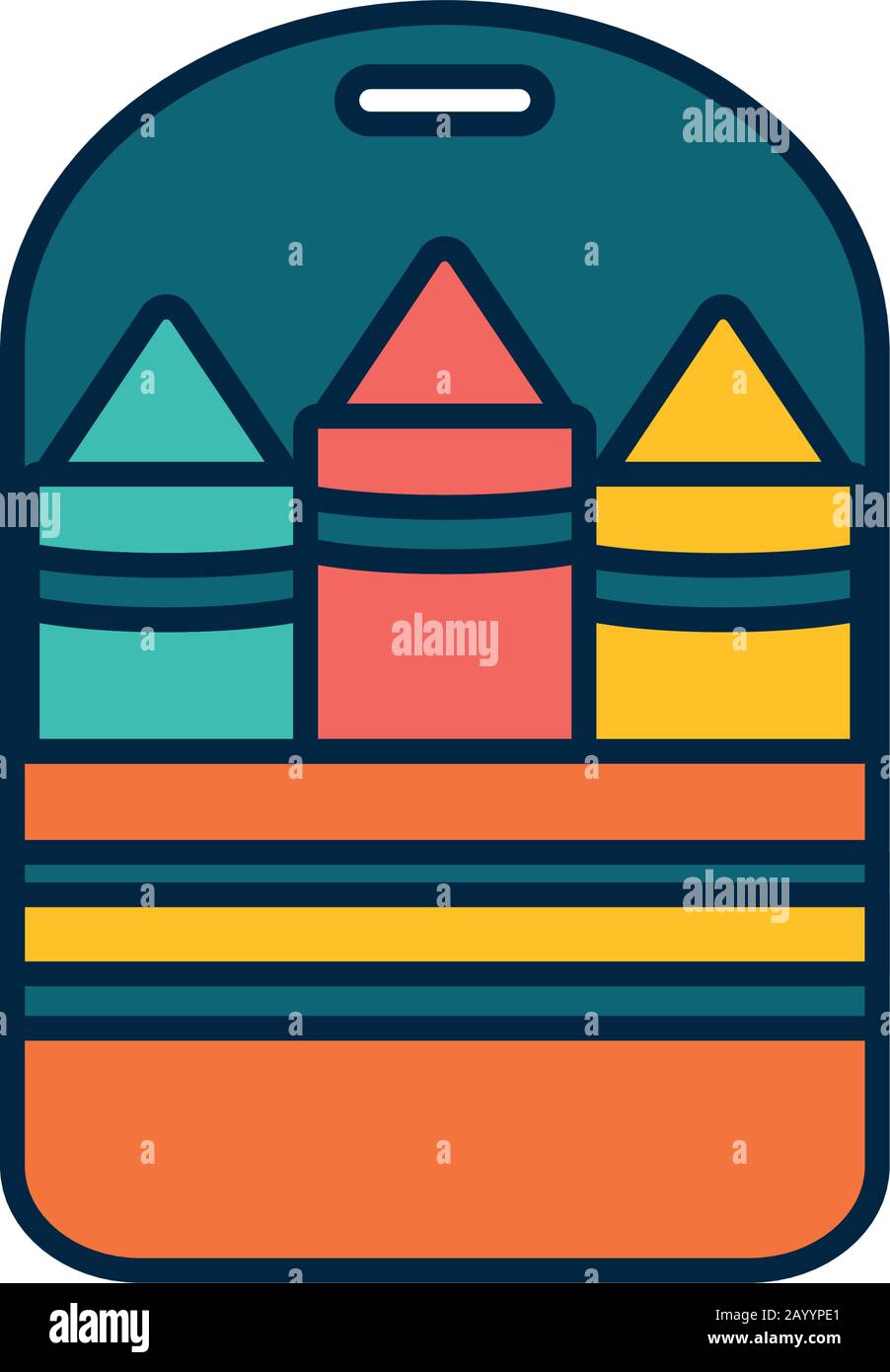 School crayons label line fill style icon design, Eduaction class ...