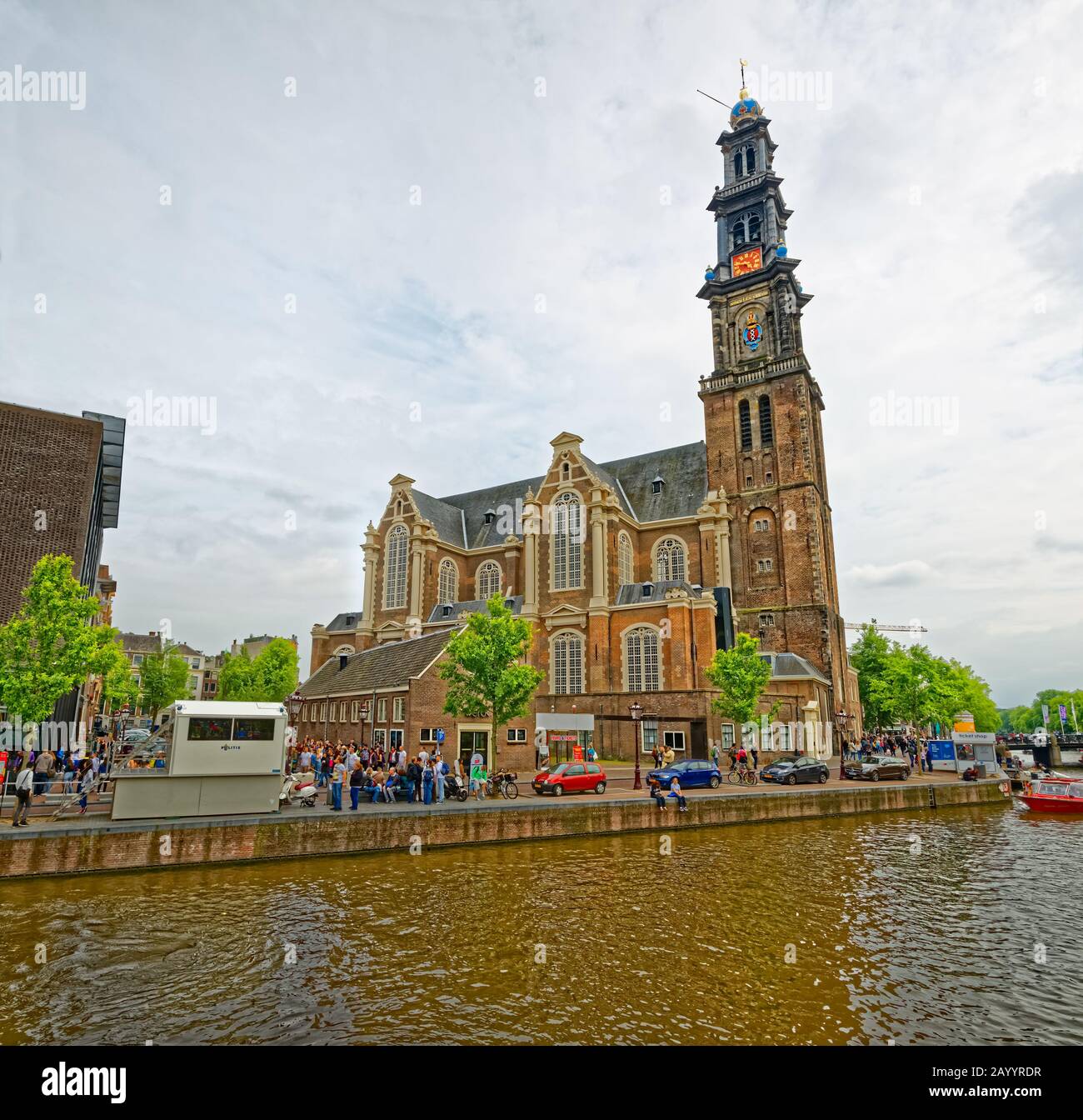 Amsterdam Westerkerk old church in Prinsengracht street Stock Photo - Alamy
