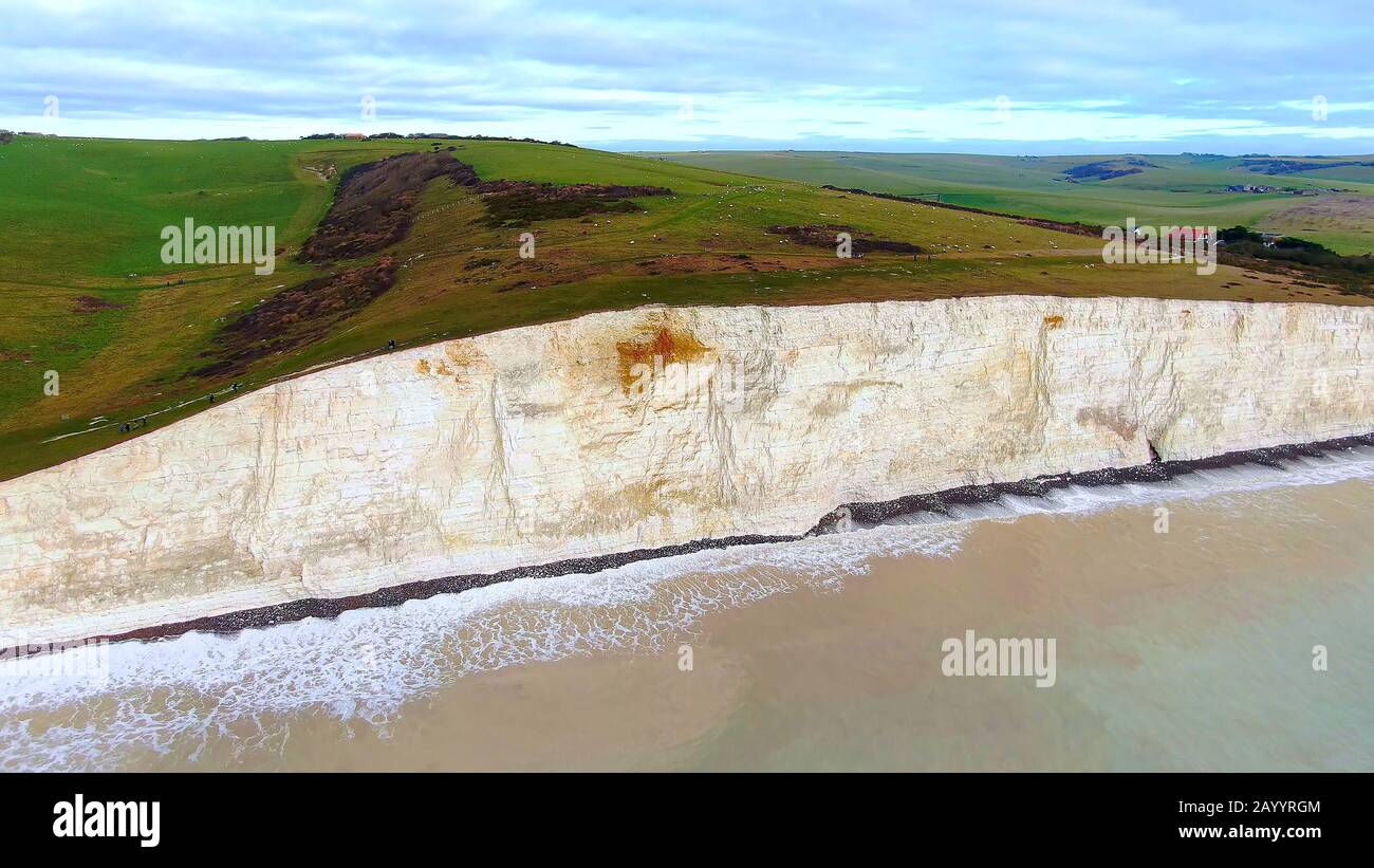 White cliffs at the English coast - aerial view Stock Photo - Alamy