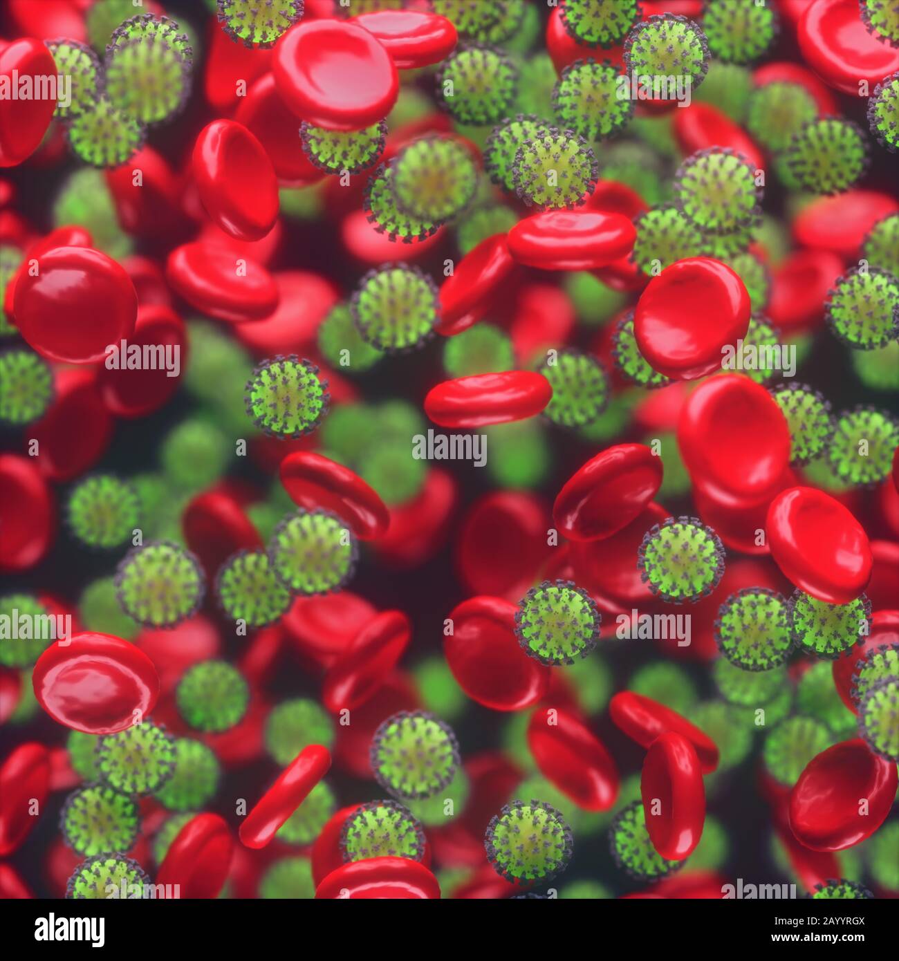 Background, group of viruses attacking red blood cells. In humans, the ...