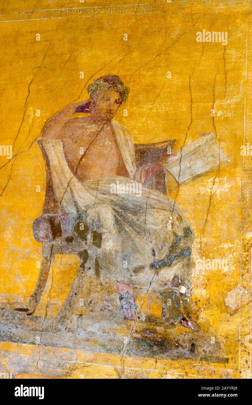 The fresco of Menander from which the house takes its name at the House ...