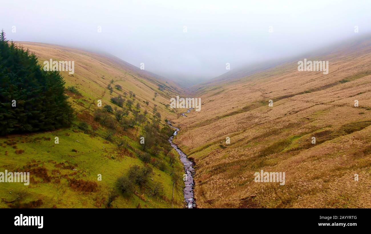 Brecon Beacons National Park in Wales - aerial view Stock Photo - Alamy