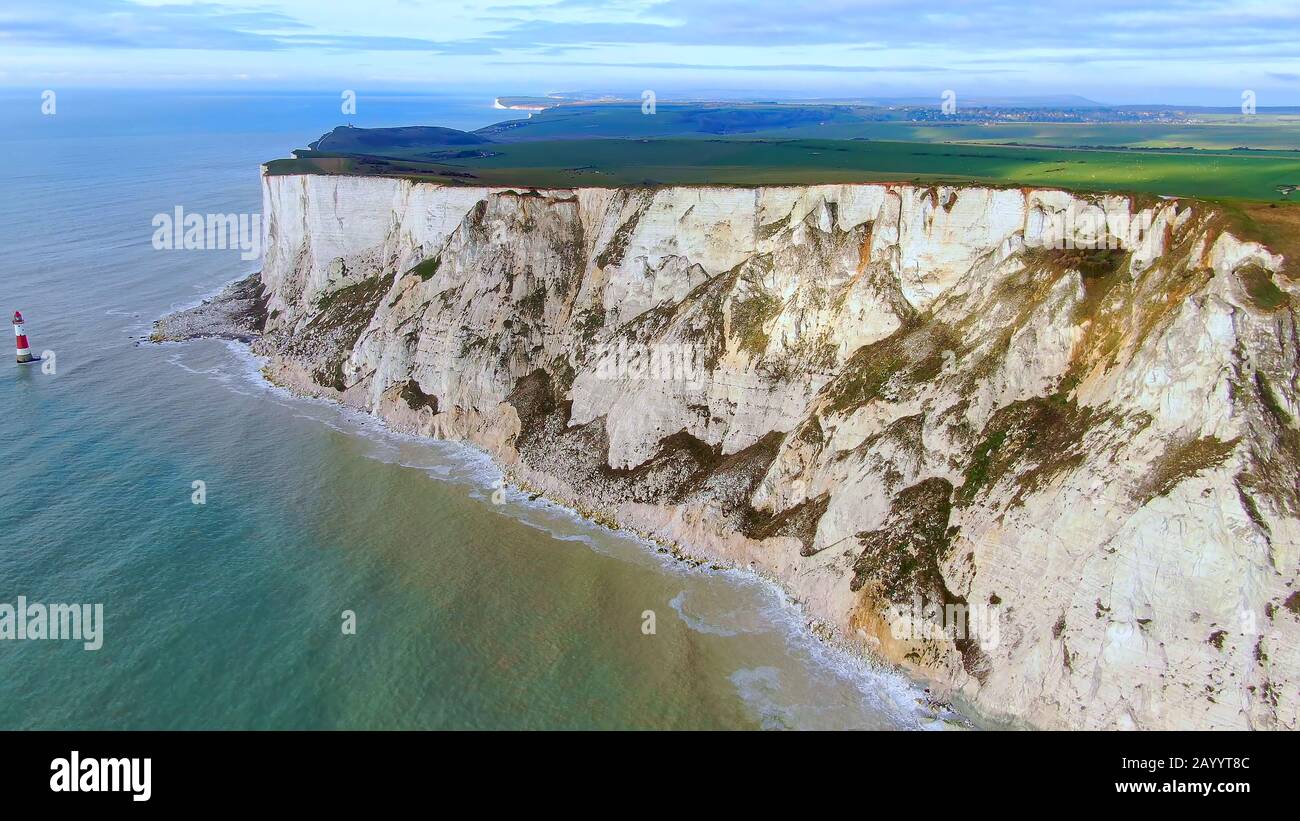Flying over the white cliffs of dover great britain hi-res stock ...