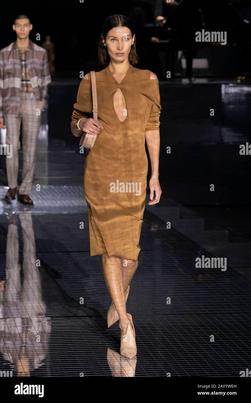 Bella Hadid at BURBERRY AW20 Runway during London Fashion Week February ...