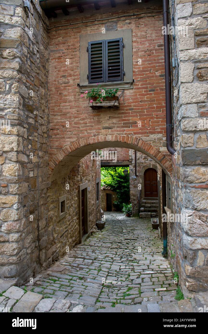Medieval cobblestone street fortified village hi-res stock photography ...
