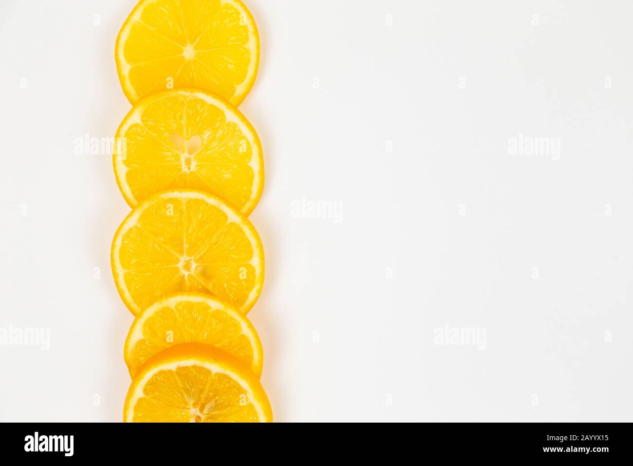 Collection of orange slices. Circle orange fruit slice isolated on ...