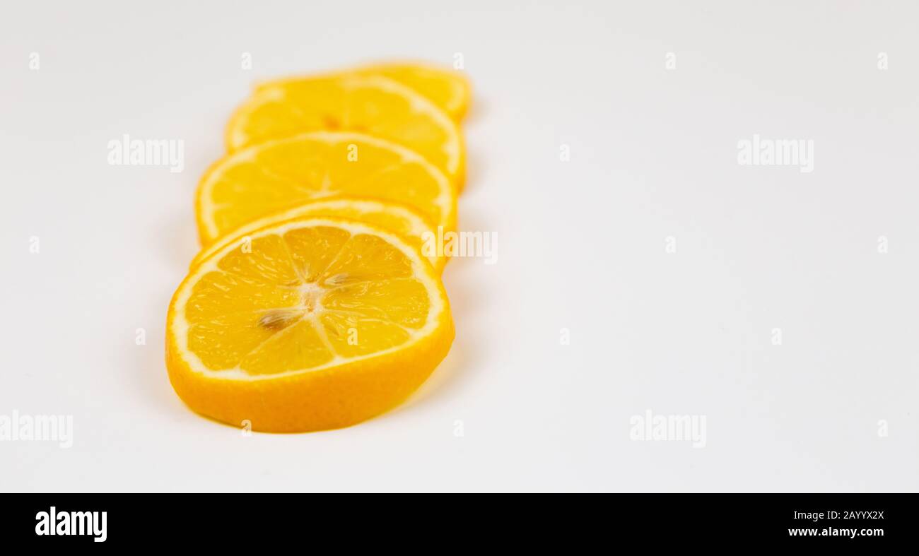 Collection of orange slices. Circle orange fruit slice isolated on ...