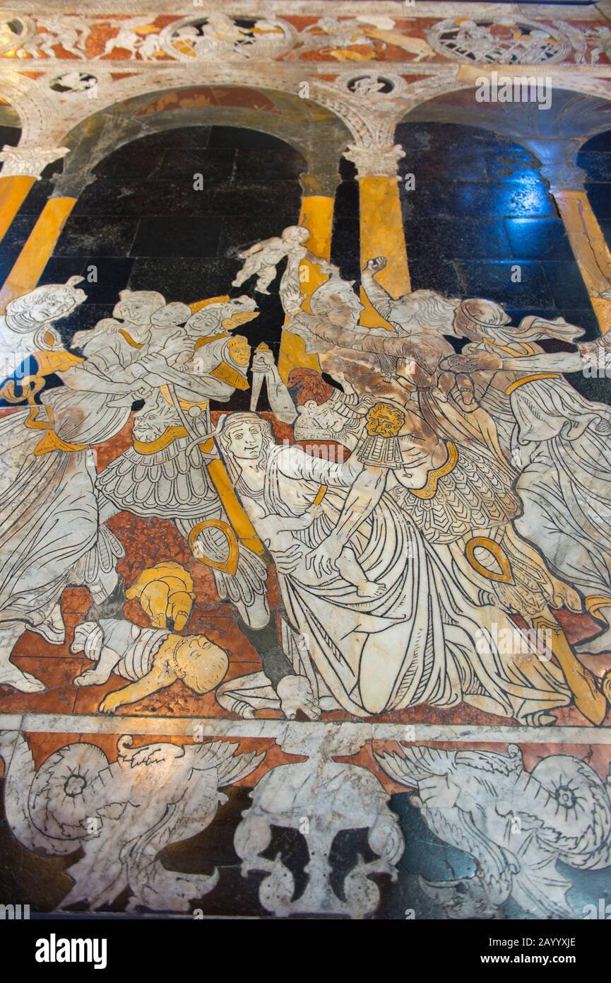 Marble mosaic floors dating from the 14th - 16th centuries in the Siena ...