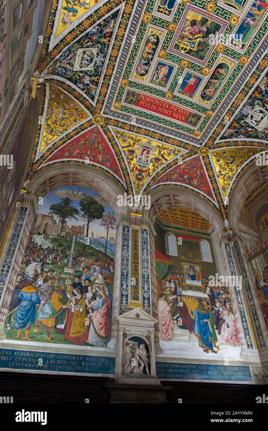 Frescos in the Piccolomini Library in the Siena Cathedral di Santa ...