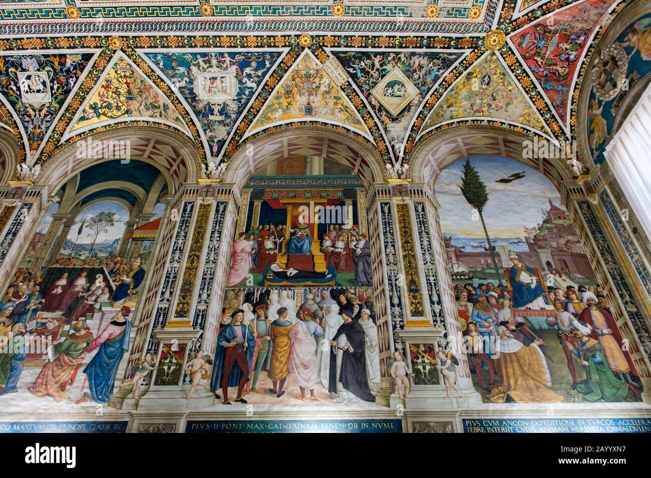 Frescos in the Piccolomini Library in Siena Cathedral di Santa Maria ...