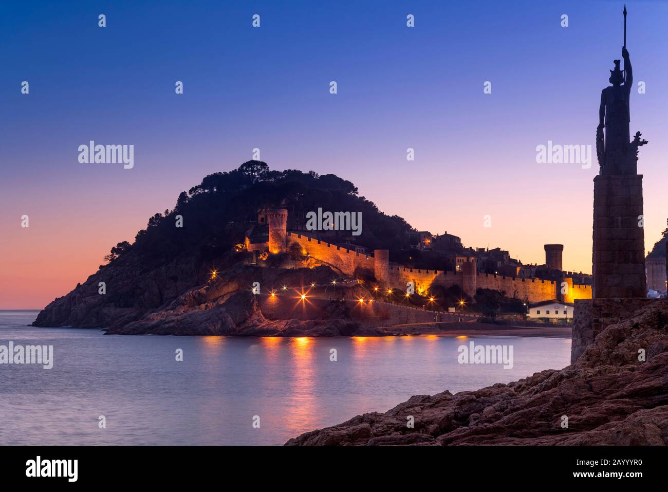 CASTLE OLD TOWN MINERVA STATUE (© FREDERIC MARES 1970) TOSSA DE MAR ...