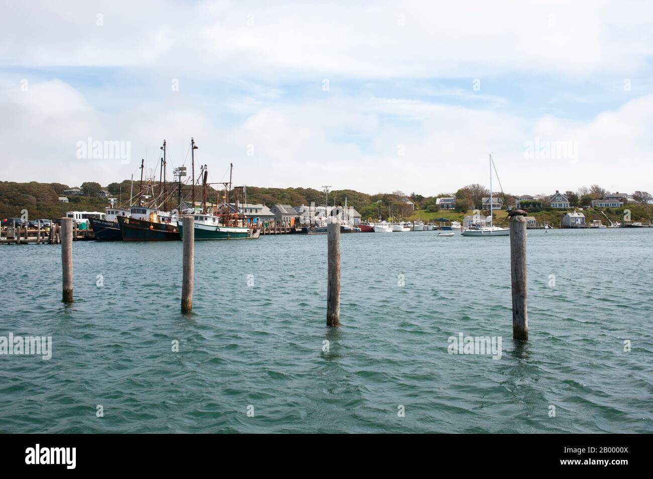 View of the small fishing port of Menemsha on Martha’s Vineyard ...
