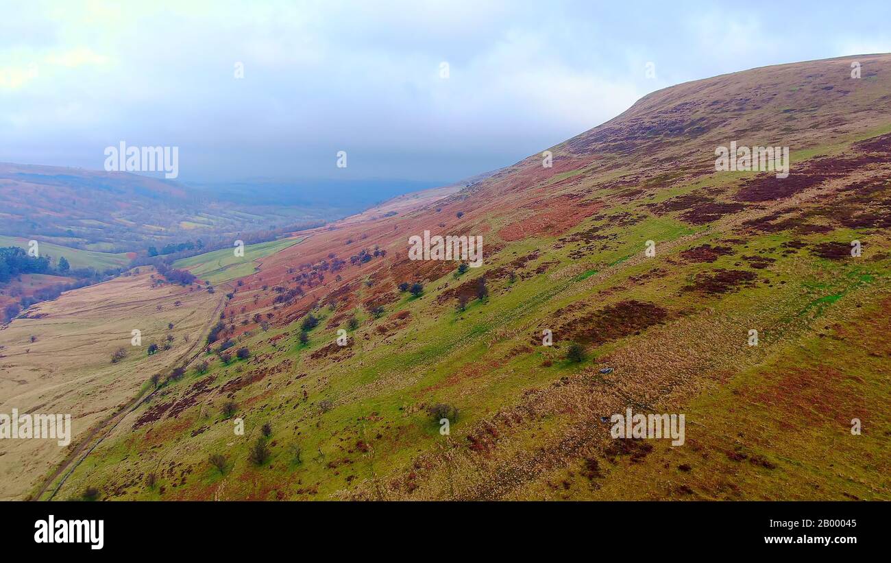 Brecon Beacons National Park in Wales - aerial view Stock Photo - Alamy