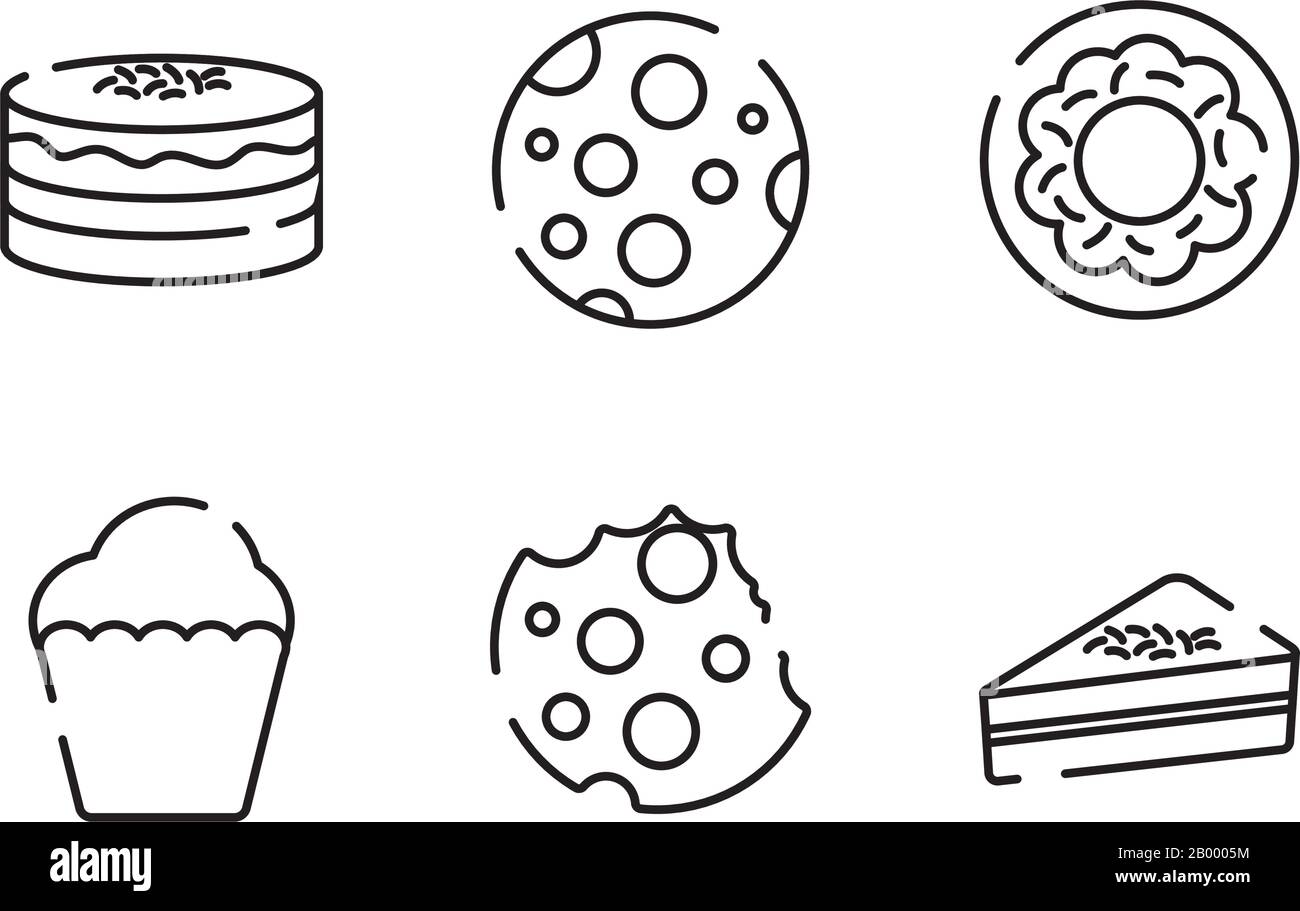 Sweet food line style icon set design, dessert delicious sugar snack ...