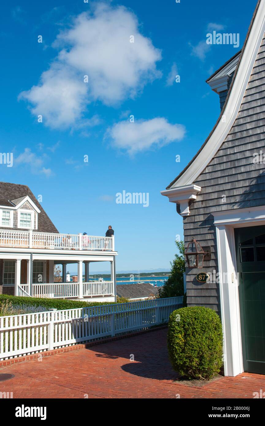 View of a local houses in Edgartown on Martha’s Vineyard, Massachusetts ...