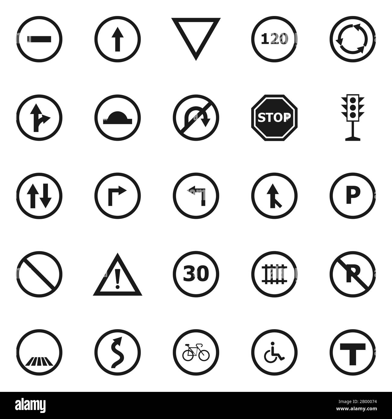 Road sign icons on white background, stock vector Stock Vector Image ...