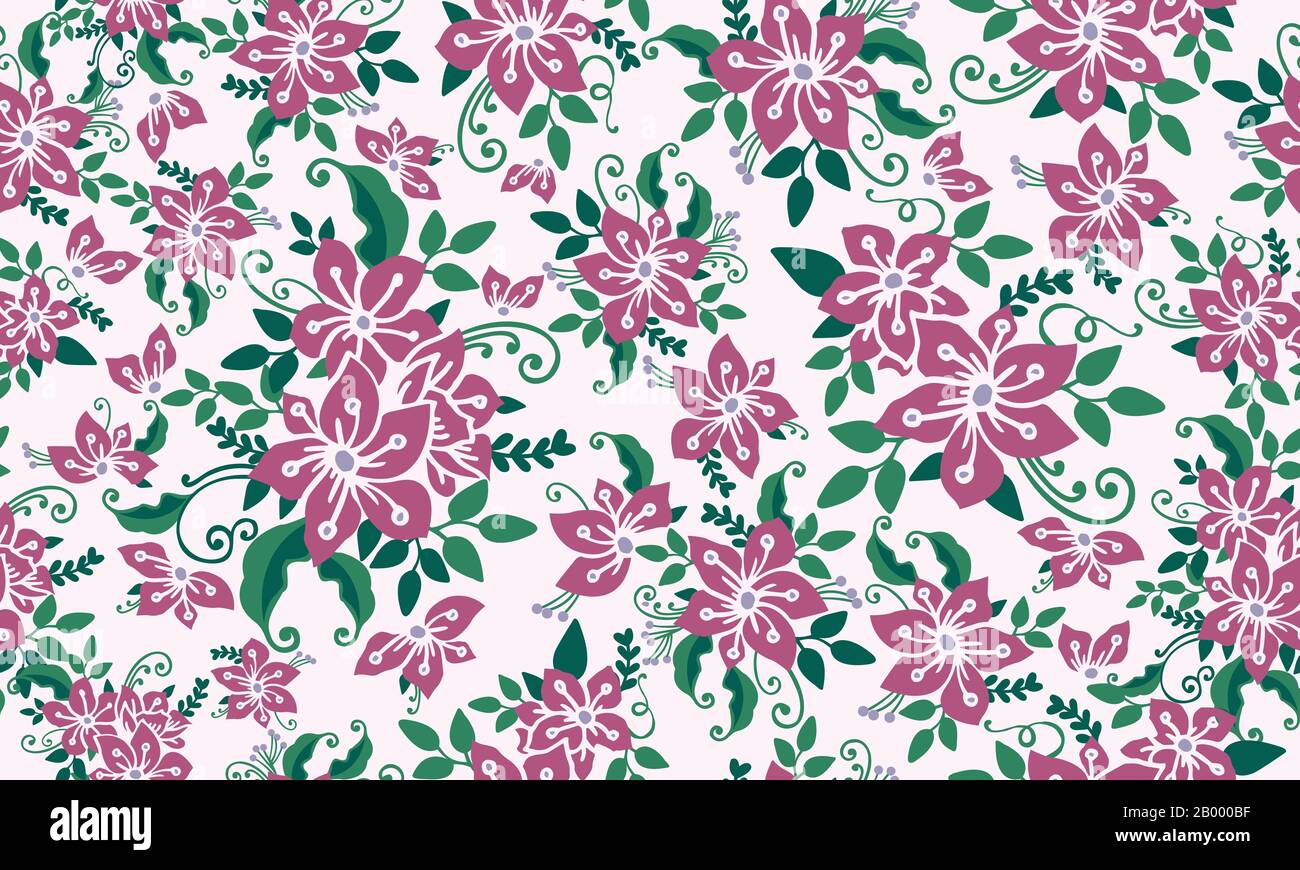 Pattern background for spring, with beautiful flower and leaf design ...