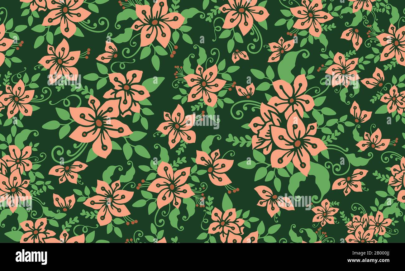 Pattern background for spring, with beautiful flower and leaf design ...
