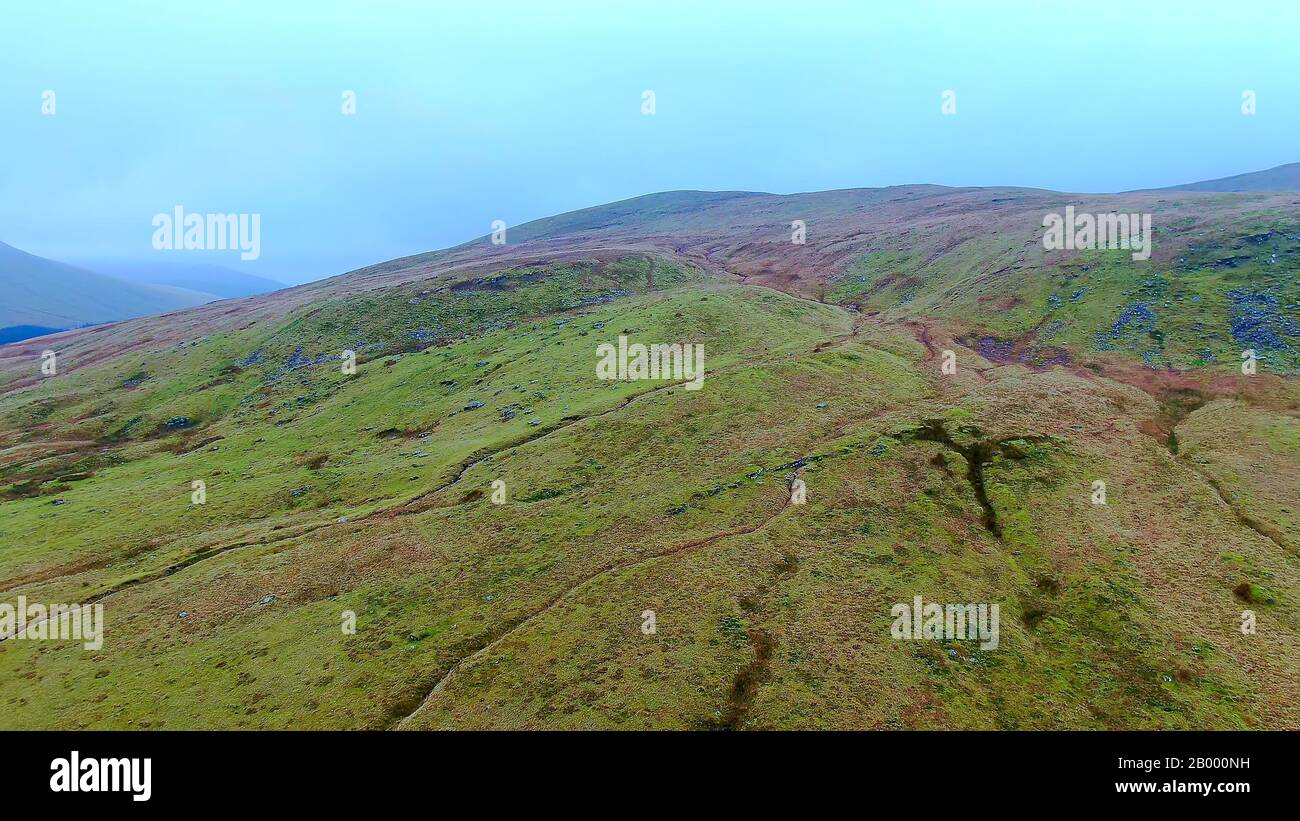 Brecon Beacons National Park in Wales - aerial view Stock Photo - Alamy