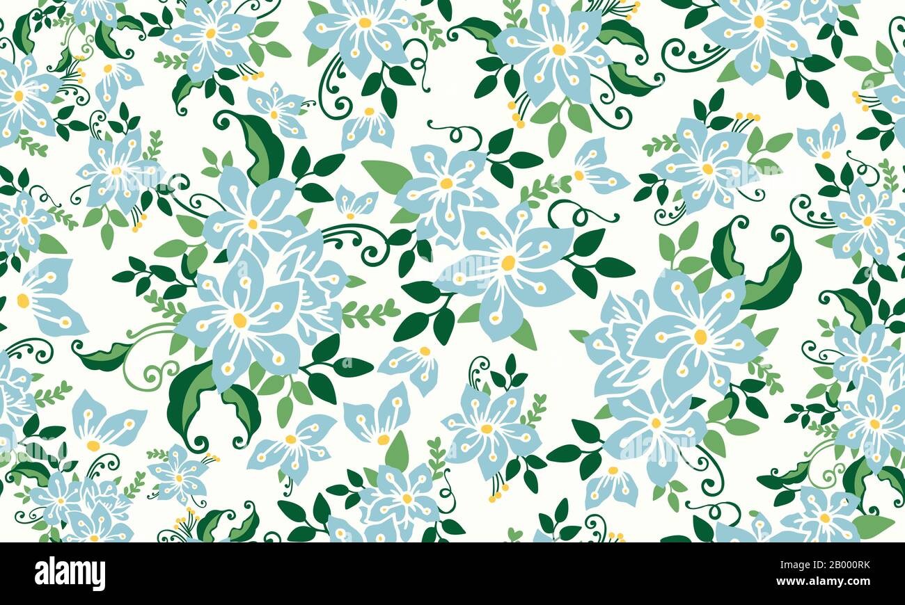 Spring floral pattern background, with seamless of leaf and flower ...
