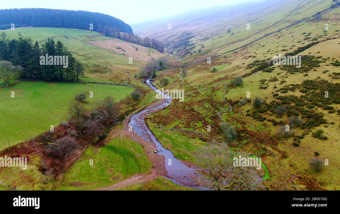 Brecon Beacons National Park in Wales - aerial view Stock Photo - Alamy
