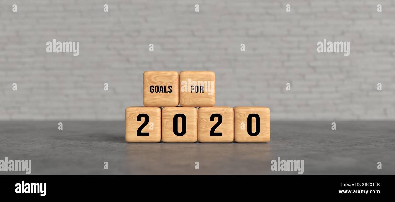 cubes with the word goals for 2020 on concrete background - 3D rendered ...