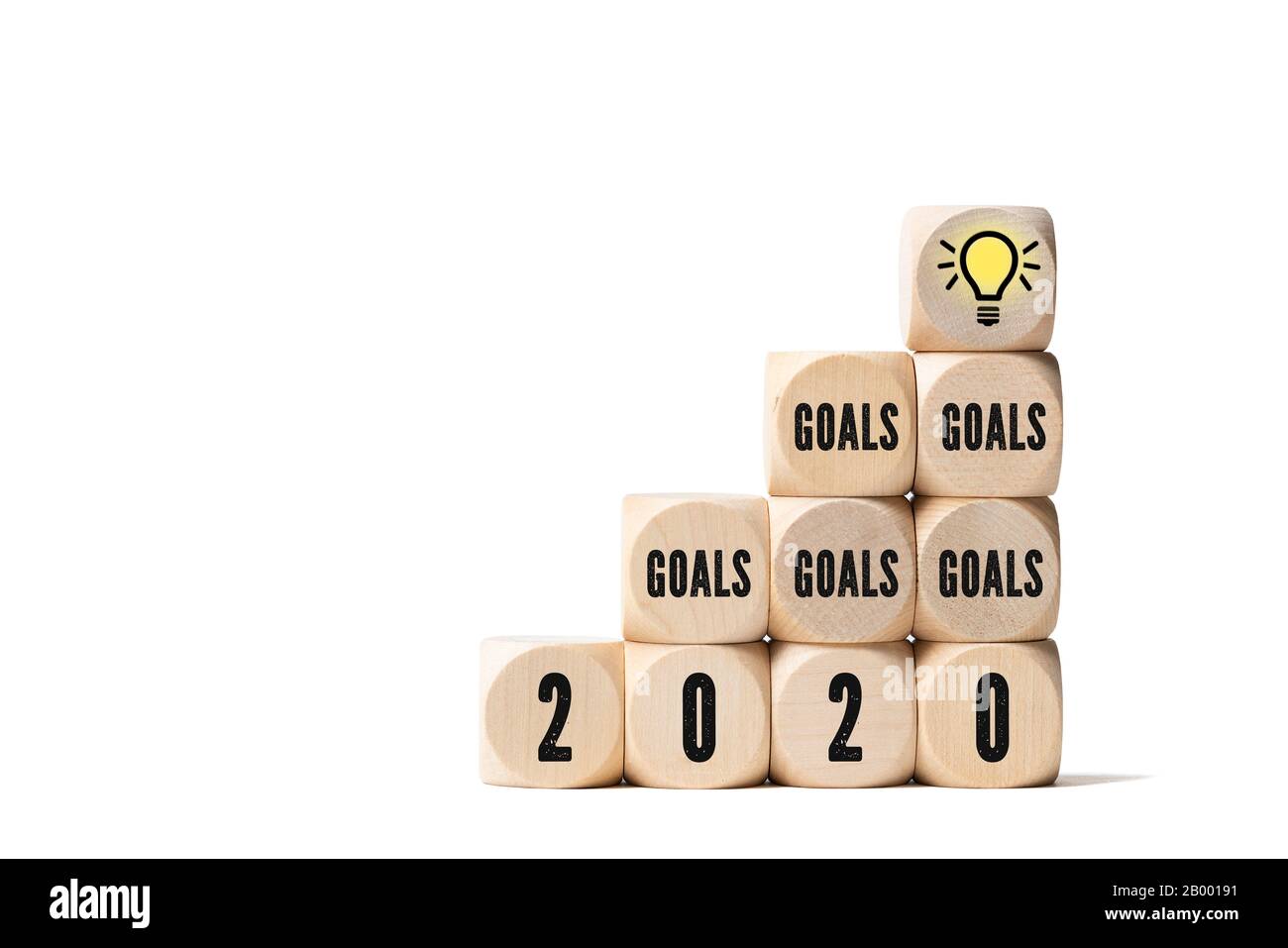 cubes with the word goals and the number 2020 on white background Stock ...