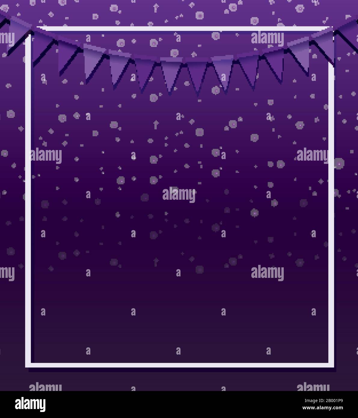 Background design with purple flags and frame illustration Stock Vector ...