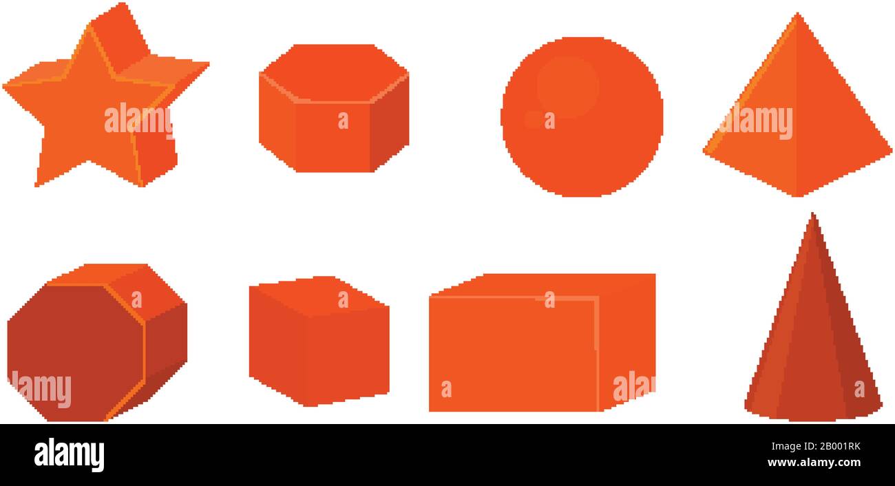 Set of geometric shapes in red color illustration Stock Vector Image ...