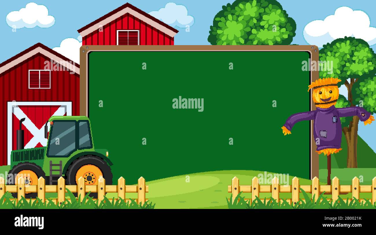 Border template with farm scene in background illustration Stock Vector ...