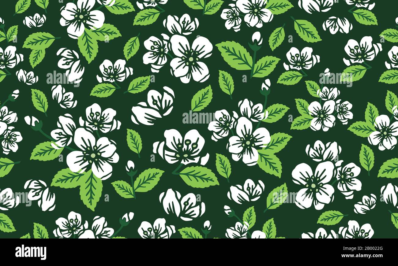 the beauty of floral spring pattern background, with leaf and floral ...