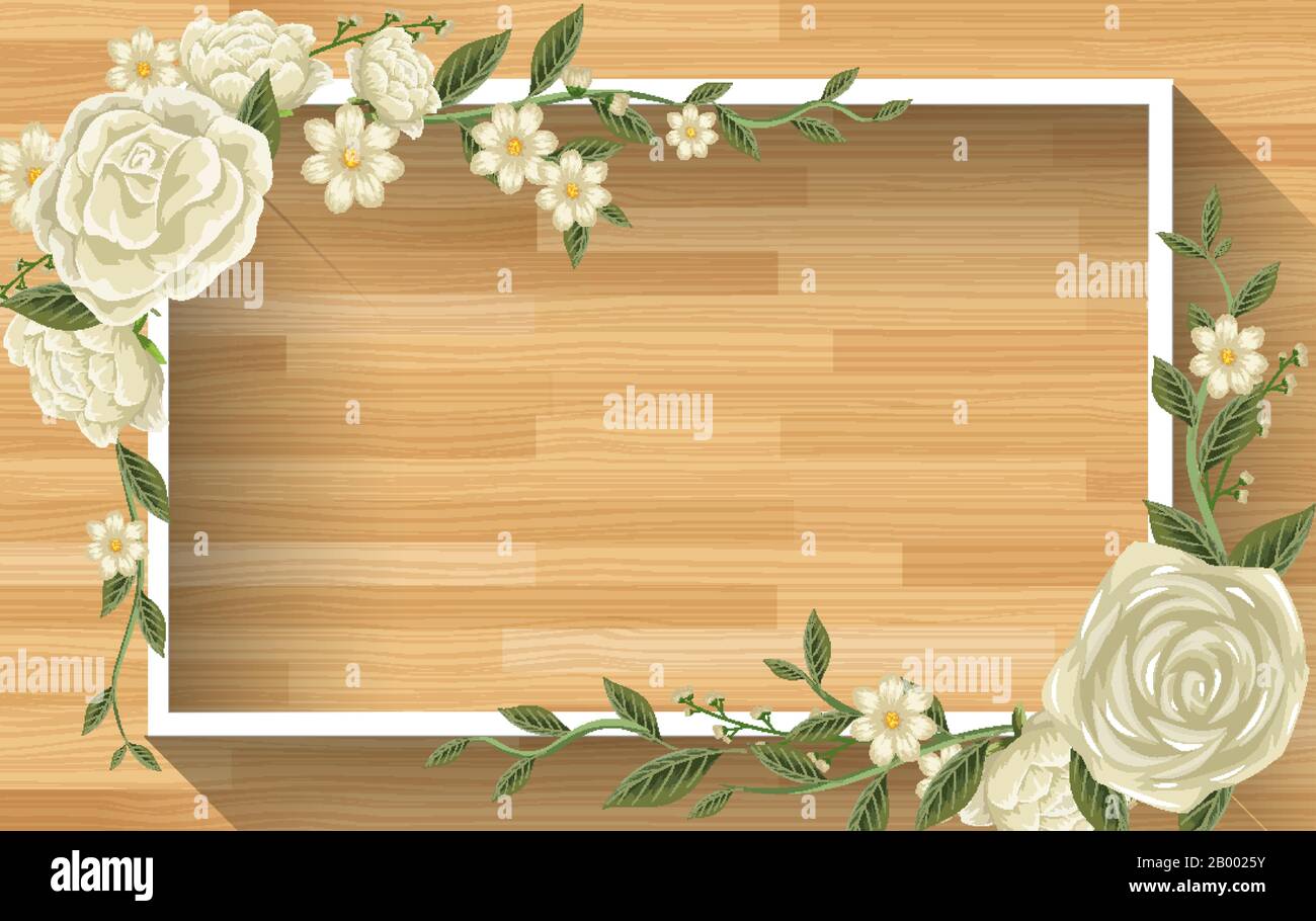 Frame template design with white roses illustration Stock Vector Image ...
