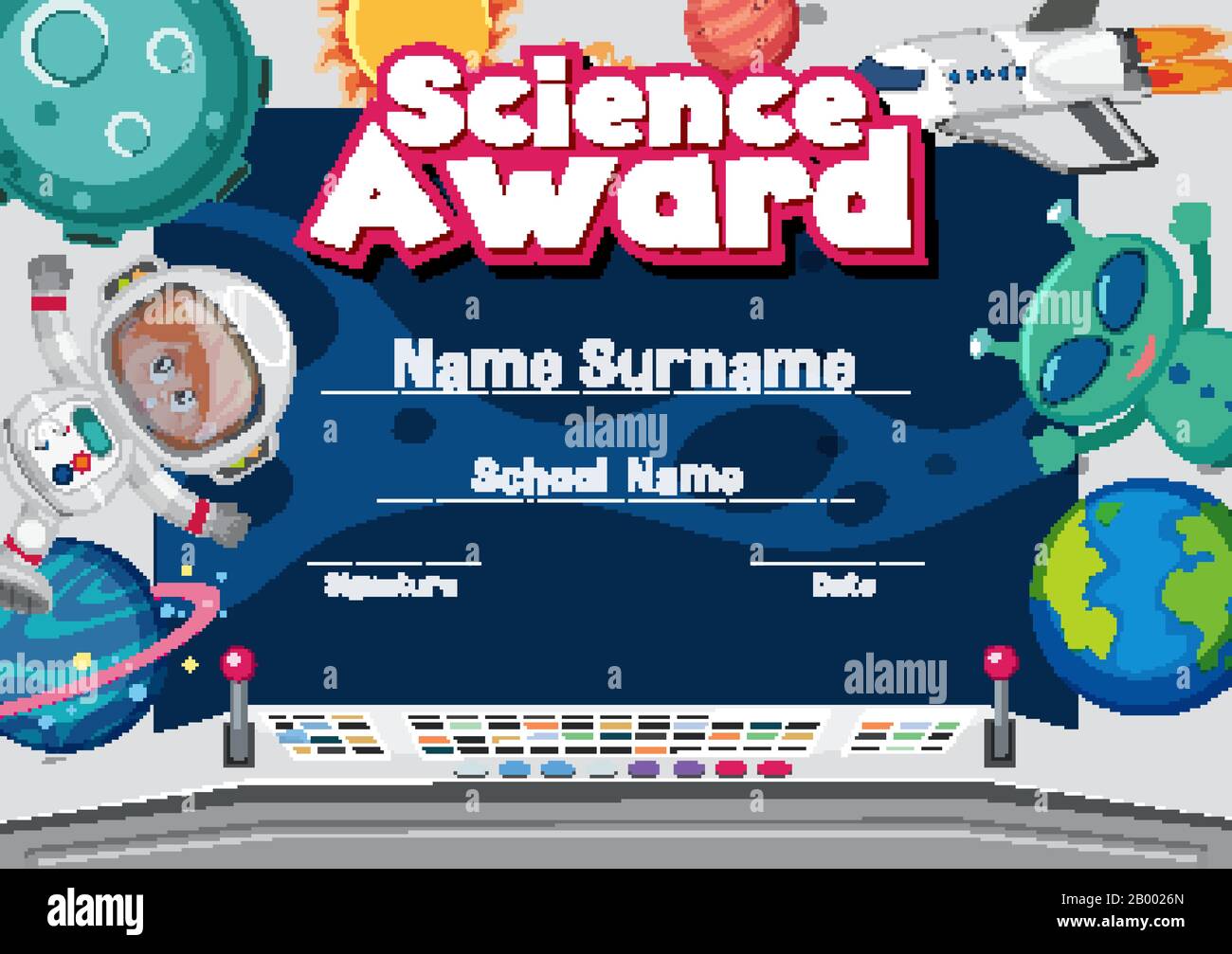 Certificate template for science award with space in background ...