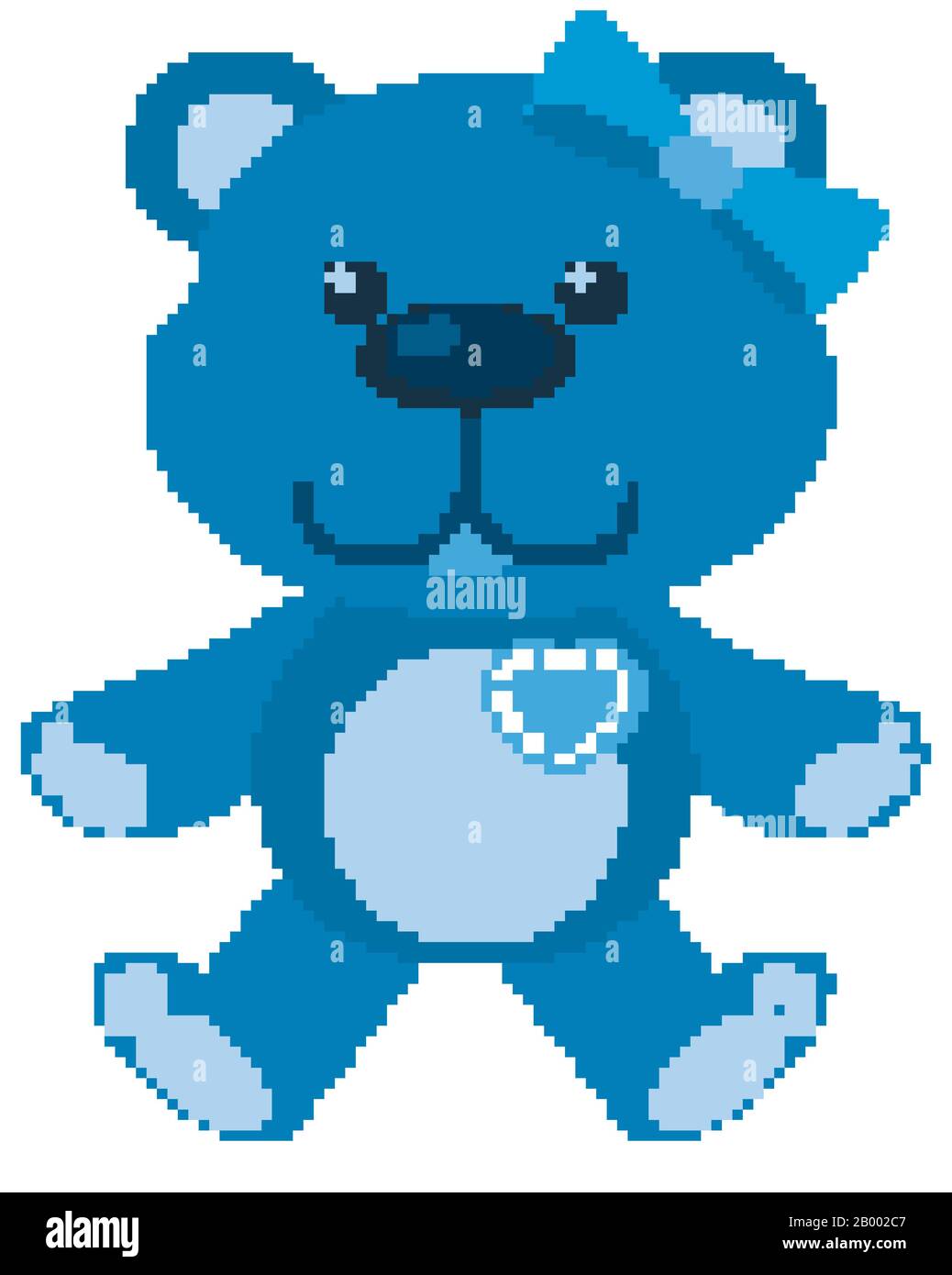 Cute teddy bear in blue color on white background illustration Stock ...