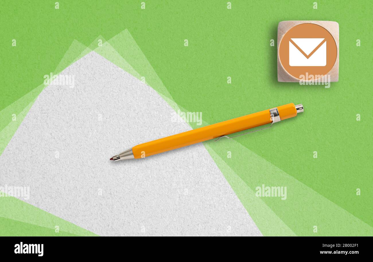 cube with contact icon on colorful paper background Stock Photo - Alamy