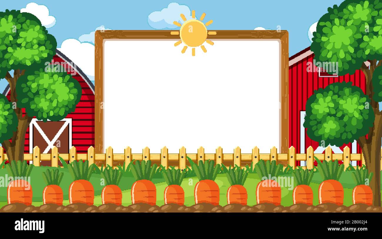 Border template with farm scene in background illustration Stock Vector ...
