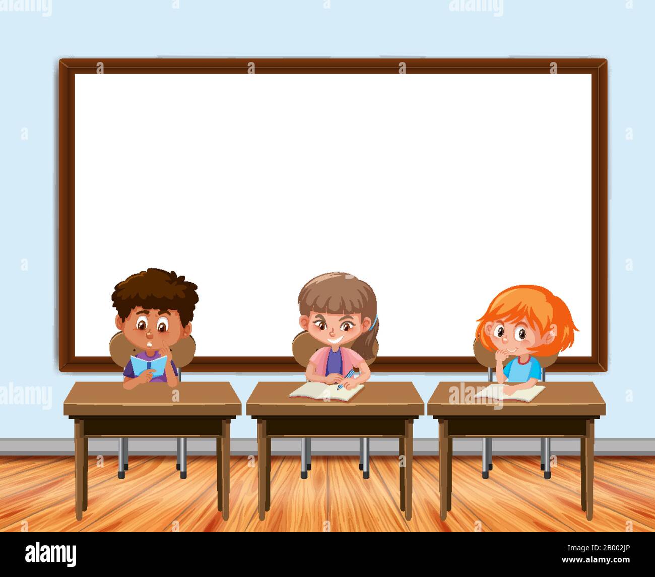 Frame design with board and students in classroom illustration Stock ...