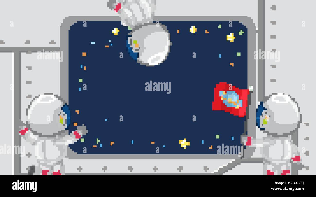 Frame template design with astronauts looking through the window ...