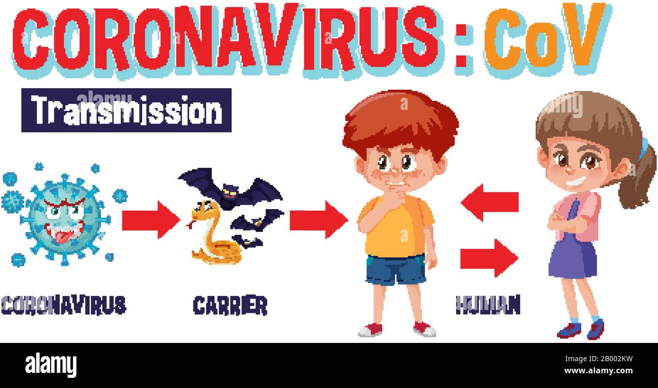 Coronavirus transmission chart with pictures and details illustration ...
