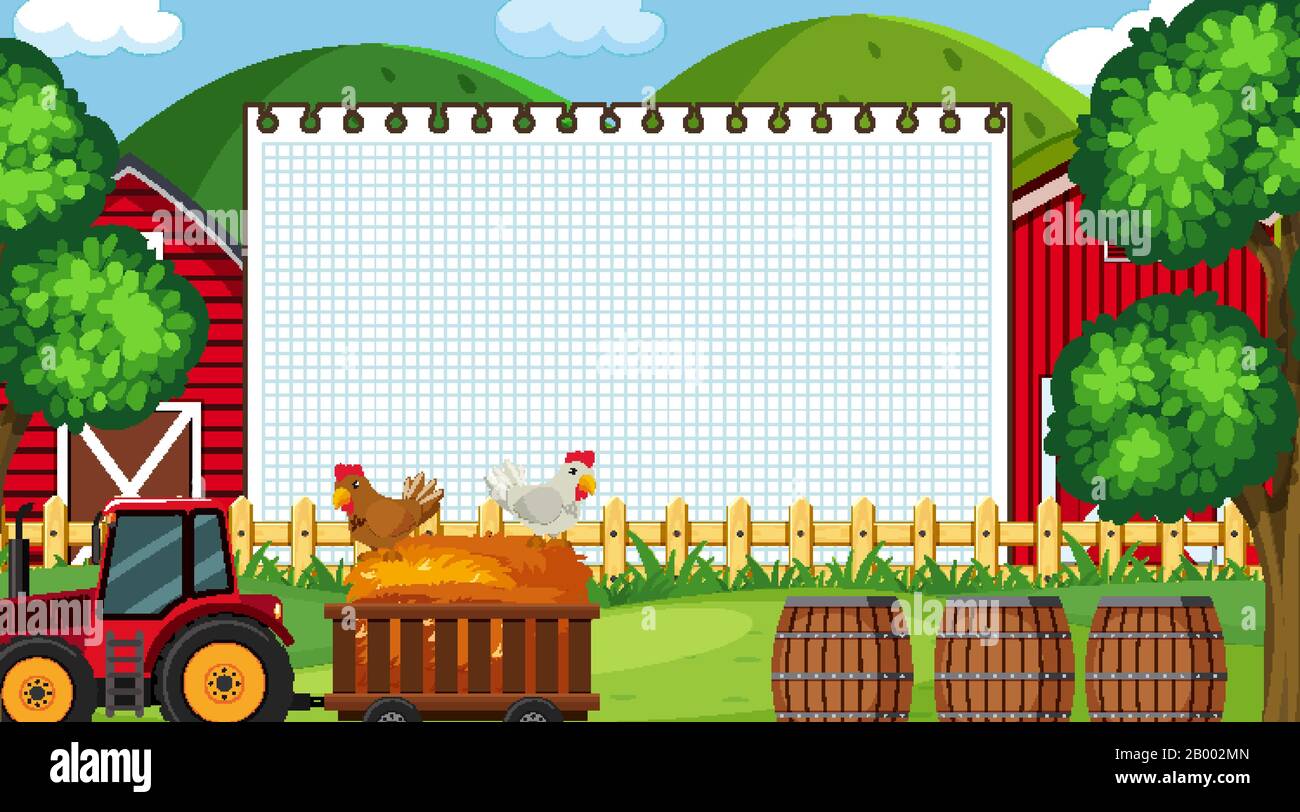 Border template with farm scene in background illustration Stock Vector ...