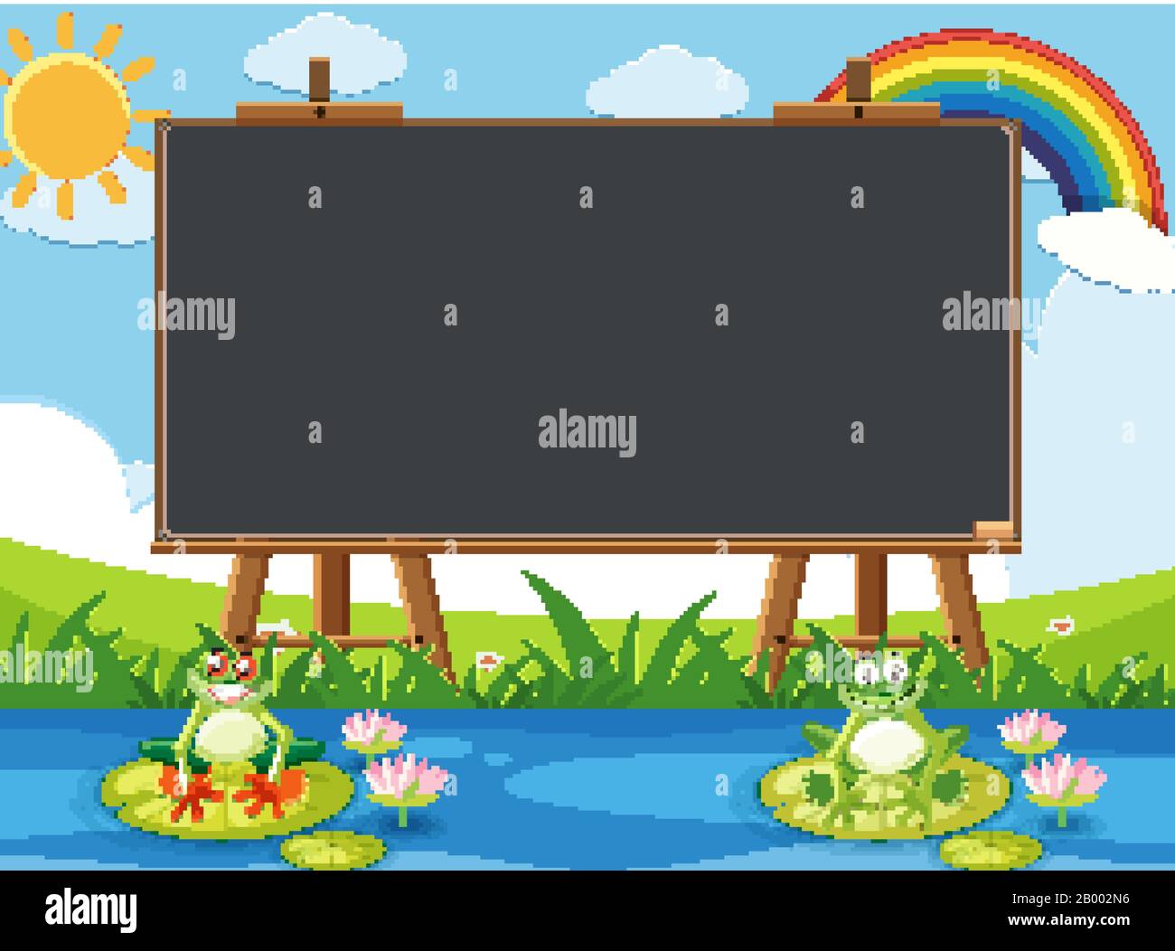 Frog in garden pond Stock Vector Images - Alamy