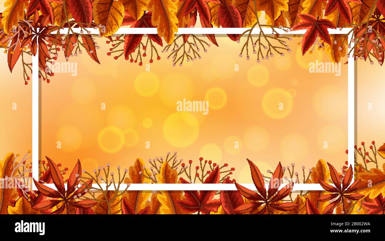 Frame design template with autumn leaves in background illustration ...