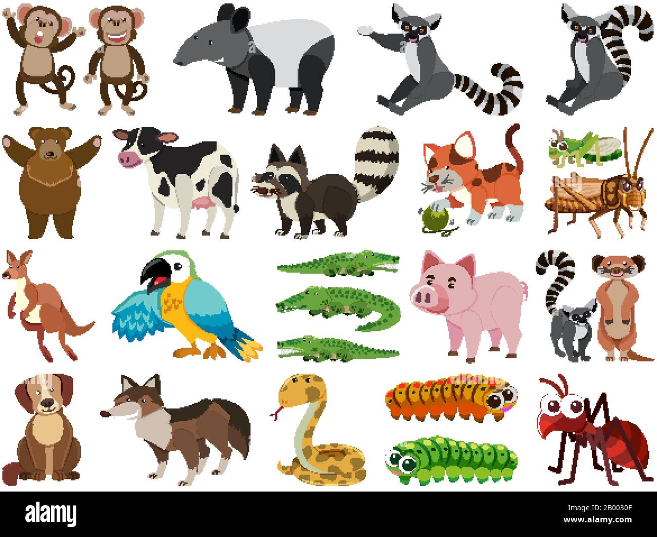 Set of isolated objects theme animals illustration Stock Vector Image ...